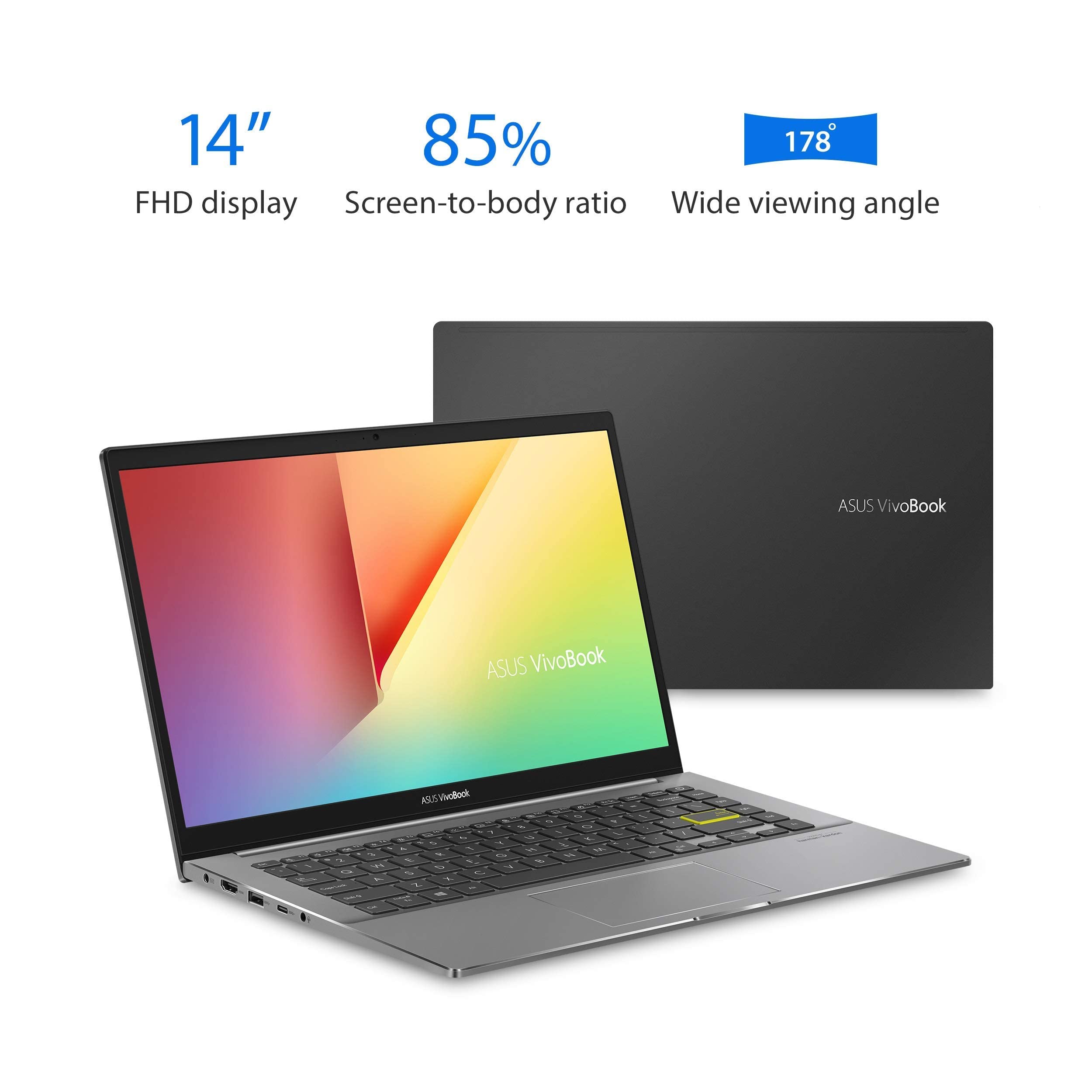 Asus VivoBook S14 S433 Thin and Light 14 FHD Display, Intel Core i5-10210U CPU, 8GB DDR4 RAM, 512GB PCIe SSD, Windows 10 Home, Indie Black, S433FA-DS51 (Renewed)