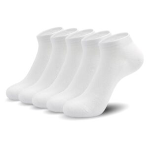 women ankle soft ultra thin mesh beathable viscose bamboo anti odor summer cool socks low cut sock 5 pairs,4-8/9-11(white, medium)