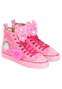 care bears adult pink cheer bear shoes with faux fur and embroidered details (us footwear size system, adult, women, numeric, medium, 5)