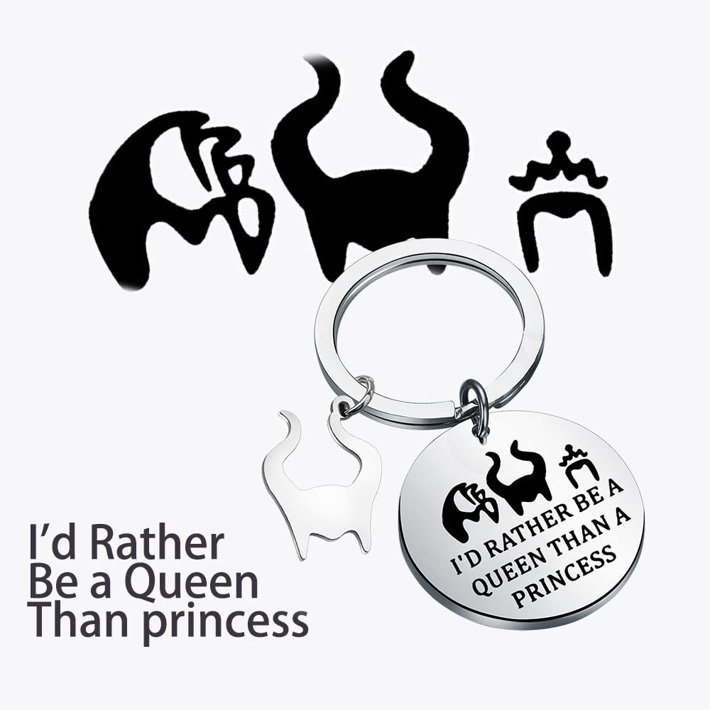 FOTAP Evil Queen Gift I'd Rather Be a Queen Keychain The Queen Fans Gift Wicked Queen Gift Maleficent keychain Halloween Movie Gift (Queen princess)