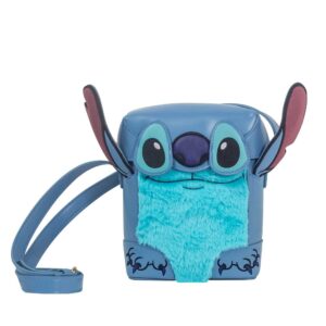 danielle nicole x disney lilo & stitch face crossbody, blue, one size