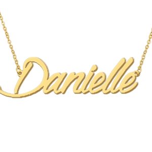 Aoloshow Danielle Name Pendant Necklace 18k Gold Plated Layer Choker Name Necklace Stainless Steel Jewelry for Familys