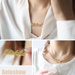 Aoloshow Danielle Name Pendant Necklace 18k Gold Plated Layer Choker Name Necklace Stainless Steel Jewelry for Familys