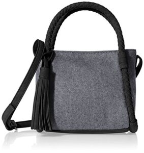 danielle nicole womens brigit wool blend mini bucket handbag gray small