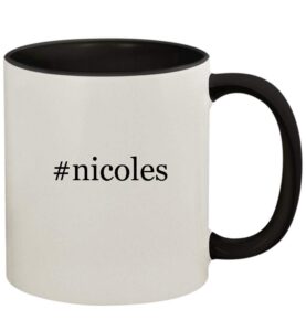 knick knack gifts #nicoles - 11oz ceramic colored handle and inside coffee mug cup, black