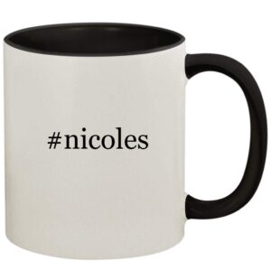 Knick Knack Gifts #nicoles - 11oz Ceramic Colored Handle and Inside Coffee Mug Cup, Black