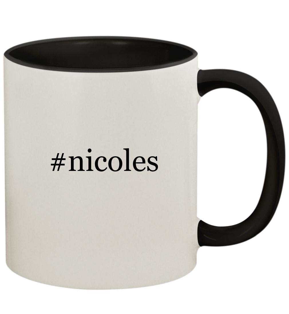 Knick Knack Gifts #nicoles - 11oz Ceramic Colored Handle and Inside Coffee Mug Cup, Black