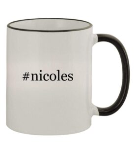 knick knack gifts #nicoles - 11oz colored handle and rim coffee mug, black