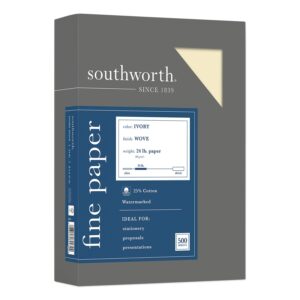 southworth 404ic 25% cotton business paper ivory 24 lbs. wove 8-1/2 x 11 500/box fsc