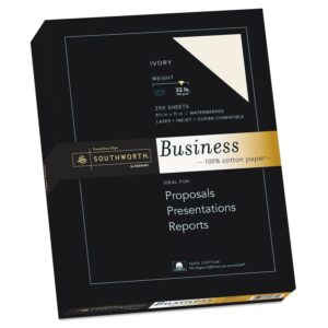 southworth® 100% cotton business paper, 8 1/2" x 11", 32 lb, ivory, box of 250