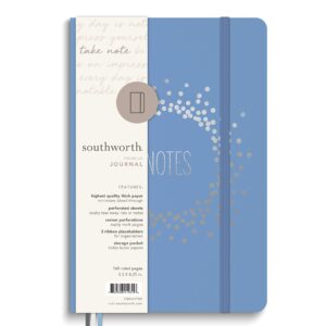 Southworth Premium Journal, 5.5”x 8.25”, Periwinkle Burst Design, Premium 28lb/105 gsm Paper, Medium Book Bound Journal, 3 Ribbon Placeholders, 80 Ruled Sheets/160 Ruled Pages (91931)