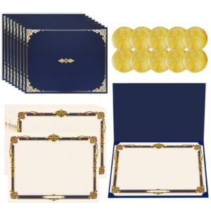 75 pcs certificate kit, 25 gold foil certificate holders & 25 certificate paper & 25 certificate seals stickers for graduation diploma, award accomplishment.