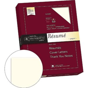 Southworth RD18ICF 100% Cotton Resume Paper 32 lbs. 8-1/2 x 11 Ivory Wove 100/Box