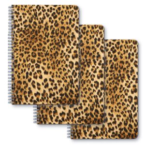 adougedu spiral notebook set of 3,college ruled notebook,a5 ruled notebook/journal,wirebound spiral notebook,5.8" x 8.2",for journal,office,school - cheetah leopard pattern