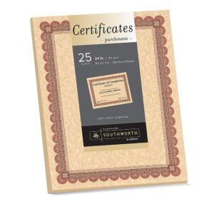 southworth® foil-enhanced parchment certificates, 8 1/2" x 11", 24 lb, copper/red/brown, pack of 25