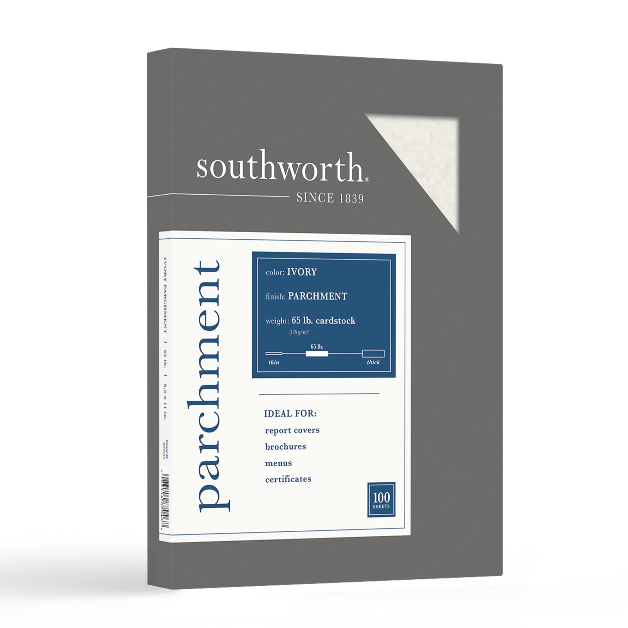 Southworth® Parchment Specialty Paper, 8 1/2" x 11", 65 Lb, Ivory, Pack of 100