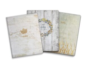 southworth premium journal set (3pk), 6.5”x 8.5”, rustic theme (3 coordinating designs), premium 24lb/89 gsm paper, large flex journals, 32 ruled sheets/64 pages per journal (91920)