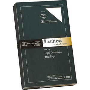 southworth 25% cotton business paper, ruled, 95 bright, 20 lb bond weight, 8.5 x 14, white, 500 sheets/ream