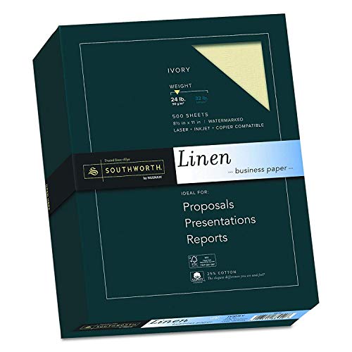 Southworth Fine Linen Paper, Size 24, Ivory, 500 Sheets (564C) -2 Pack