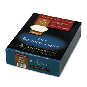 southworth - 25% cotton business paper, natural, 24 lbs., wove, 8-1/2 x 11, 500/box, fsc - sold as 1 box - wove-finished 25% cotton fiber stock.