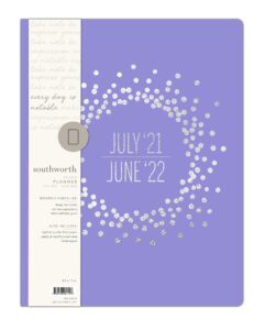 southworth academic planner (july 2021-june 2022), 8.5" x 11", lavender metallic burst, 28 lb./105 gsm paper, large flex (92119)