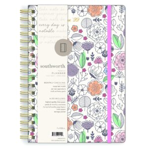 Southworth Academic Planner (July 2021-June 2022), 7" x 9.25", Bright Floral Burst, 28 lb./105 gsm Paper, Medium Twin Wire (92115)