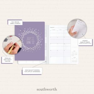 Southworth Academic Planner (July 2021-June 2022), 5" x 8", Cobalt Metallic Stripe, 28 lb./105 gsm Paper, Medium Flex (92121)