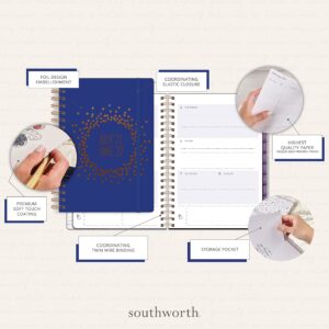 Southworth Academic Planner (July 2021-June 2022), 7" x 9.25", Bright Floral Burst, 28 lb./105 gsm Paper, Medium Twin Wire (92115)