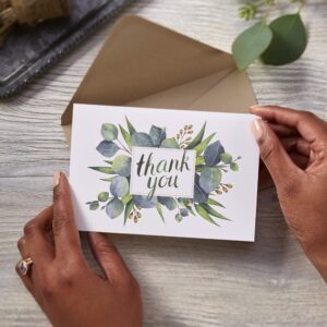 SOUTHWORTH Notecard Set with Kraft Envelopes, 4” x 6”, Dreamy Eucalyptus, 24 Count (91652)