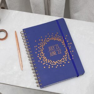 Southworth Academic Planner (July 2021-June 2022), 7" x 9.25", Cobalt Metallic Burst, 28 lb./105 gsm Paper, Medium Twin Wire (92120)