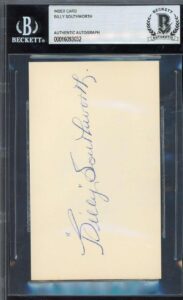 billy southworth beckett bas signed 3x5 index card autograph