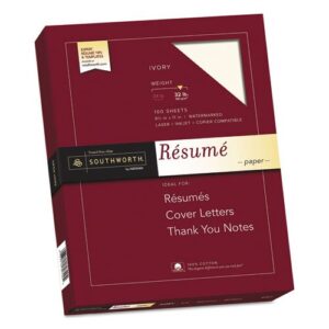 o southworth o - connoisseur exceptional résumé paper, ivory, 32#, 8-1/2 x 11, 100 per box