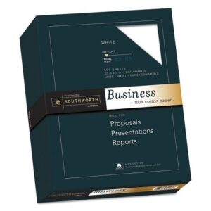 southworth products - southworth - 100% cotton business paper, 20 lbs., 8-1/2 x 11, white, 500/box - sold as 1 box - 100% cotton conveys prestige with an unmistakable feel. - use for letterheads, correspondence/contracts and wills & testaments. - laser, i