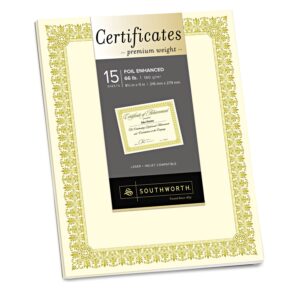 souctp1v southworth ctp1v premium certificates ivory fleur gold foil border 66 lb 8.5 x 11 15/pack