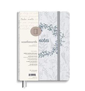 southworth premium journal, 5.5” x 8.25”, rustic greenery design, premium 28lb/105gsm paper, medium book bound journal, medium book bound journal, 80 ruled sheets/160 ruled pages (91919)