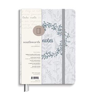 Southworth Premium Journal, 5.5” x 8.25”, Rustic Greenery Design, Premium 28lb/105gsm Paper, Medium Book Bound Journal, Medium Book Bound Journal, 80 Ruled Sheets/160 Ruled Pages (91919)