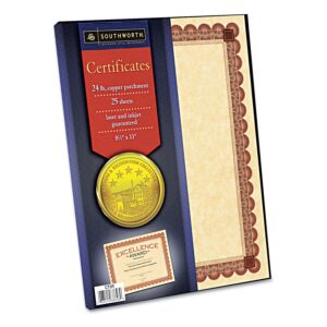 southworth ct5r parchment certificates copper w/red & brown border 24 lbs 8-1/2 x 11 25/pack