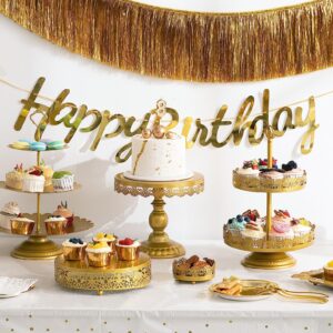 HBlife 6 PCS Gold Cake Stand Dessert Table Display Set Include Cake Stands, Cupcake Stand/Tower, Dessert Stands, Perfect Display for Wedding, Party, Birthday, Baby Shower, Anniversary Decorations