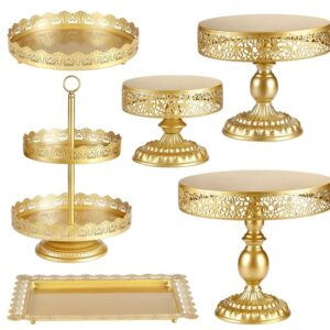 Gold Cake Stands Set for Dessert Table，6 Pcs Wedding Cake Stand&Cupcake Stand Set，Serving Plate Dessert Table Display Set for Wedding/Birthday Party/Home Decoration/Graduation Party (6 Pieces)