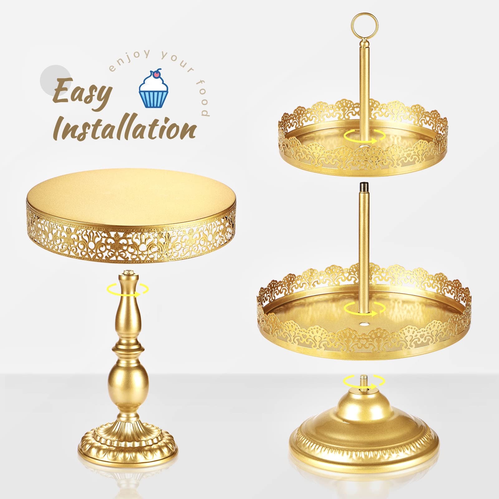 Gold Cake Stands Set for Dessert Table，6 Pcs Wedding Cake Stand&Cupcake Stand Set，Serving Plate Dessert Table Display Set for Wedding/Birthday Party/Home Decoration/Graduation Party (6 Pieces)