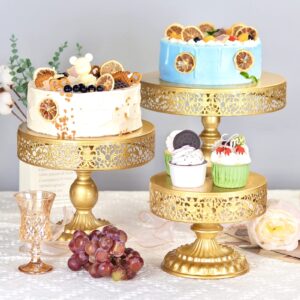 Gold Cake Stands Set for Dessert Table，6 Pcs Wedding Cake Stand&Cupcake Stand Set，Serving Plate Dessert Table Display Set for Wedding/Birthday Party/Home Decoration/Graduation Party (6 Pieces)