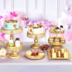 Gold Cake Stands Set for Dessert Table，6 Pcs Wedding Cake Stand&Cupcake Stand Set，Serving Plate Dessert Table Display Set for Wedding/Birthday Party/Home Decoration/Graduation Party (6 Pieces)