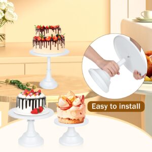 6PCS Cake Stand Set, White Metal Cake Stands for Party, Dessert Table Display Set, 3 Size Round Cake Pedestal Stand with Cupcake Risers Stands, Dessert Holders for Weddings, Birthday, Baby Shower