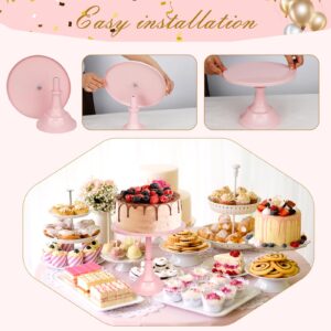 tchrules Pink Cake Stand, 5Pcs Metal Cake Display Stand for Party, Dessert Table Display Set for Wedding Birthday Parties Anniversary (3 Round Cake Stands & 2 Dessert Tray)