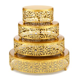 lallisa 4 tier wedding cake stand gold cake stands set 6'' 8" 10" 12" round metal dessert display cupcake holder for wedding birthday baby shower graduation celebration tea party decoration