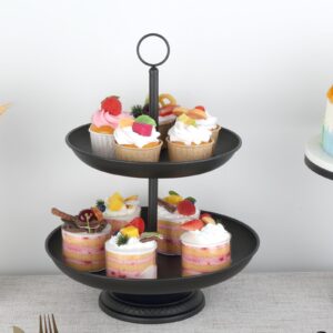 6 Pcs Metal Cake Stand Sets for Dessert Table, Cake Pop Stand Set & Dessert Table Trays & Tiered Cupcake Holder Perfect Display for Wedding, Party, Birthday, Baby Shower, Decorations (Matte Black)