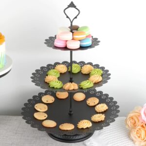 6 Pcs Metal Cake Stand Sets for Dessert Table, Cake Pop Stand Set & Dessert Table Trays & Tiered Cupcake Holder Perfect Display for Wedding, Party, Birthday, Baby Shower, Decorations (Matte Black)