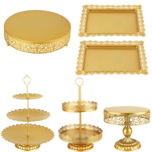 6 pack cake stand set, gold cupcake stands tiered cupcake holder candy fruite dessert table display set decorating for wedding birthday party chrismas celebration home decor