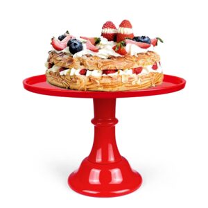 klaskware round cake stand 11" melamine cake display stand dessert cupcake display tray for graduation,wedding,birthday,party,baby shower,anniversary,ceremony,christmas (red