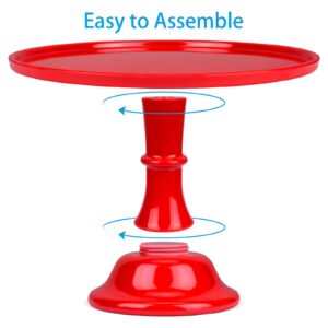 KLASKWARE Round Cake Stand 11" Melamine Cake Display Stand Dessert Cupcake Display Tray for Graduation,Wedding,Birthday,Party,Baby Shower,Anniversary,Ceremony,Christmas (Red